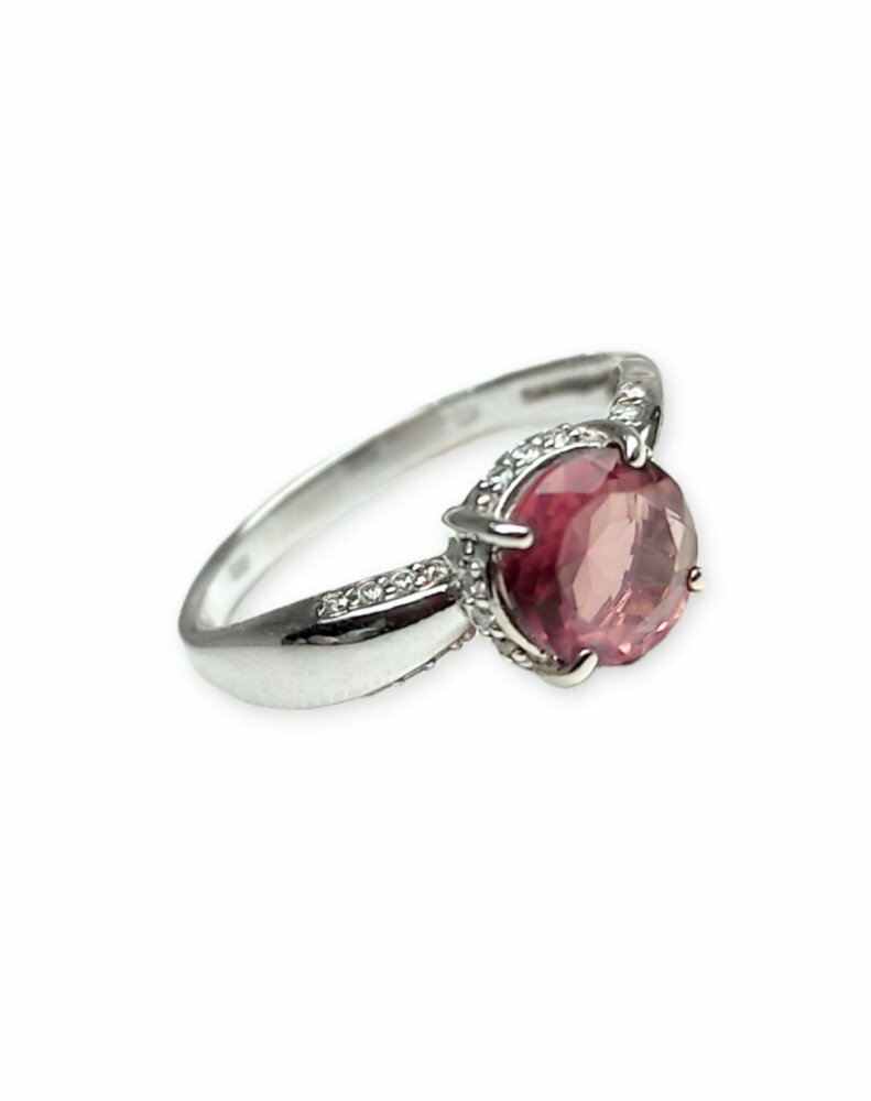 Кольцо помолвочное, серебро, 925 проба, родирование, родолит, фианит