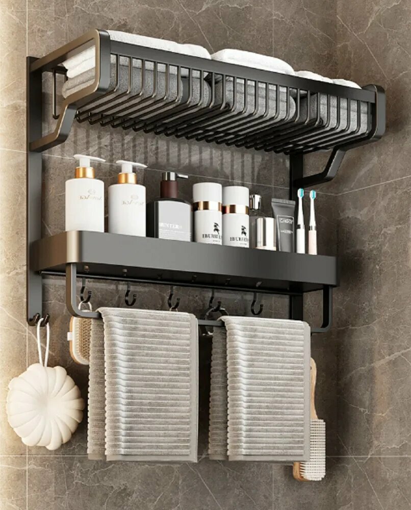 Полка для ванны "Прямая", металл, 1 ярус, темно-серая, 42х22 см