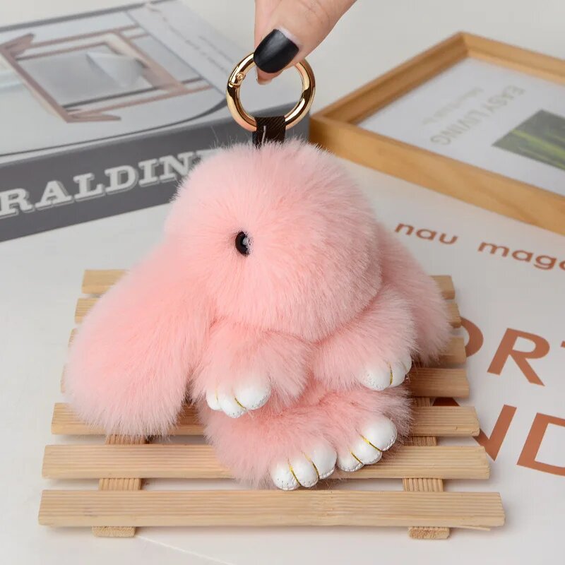 Розовый брелок кролик Fur Pom Pom Angel Rabbit