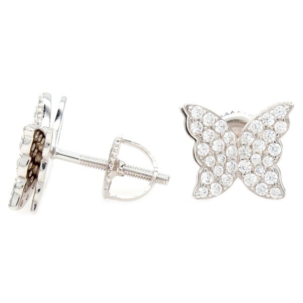 Серьги пусеты JEWELIN, серебро, 925 проба, родирование, фианит