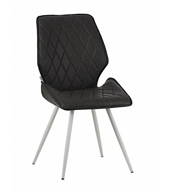 DC230 Стул мягкий, антрацит экокожа, каркас металл, белый круглый