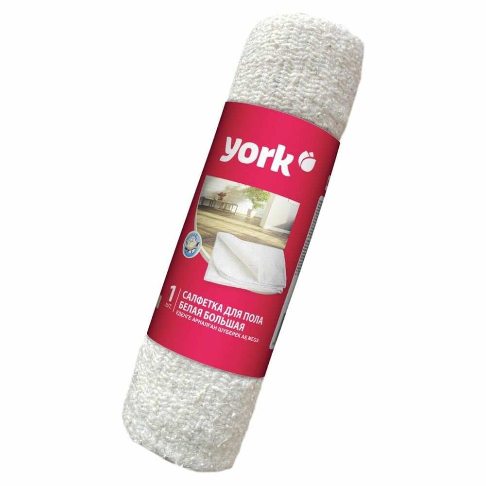 Тряпка для мытья пола York 60х80 см, плотность 260 г/м2, ХПП, белая, в рулоне (22230)