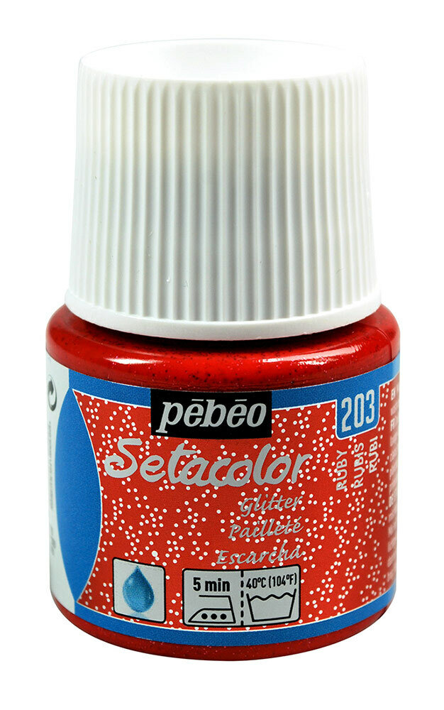 Краска для светлых тканей Pebeo с микро-глиттером, Setacolor, 45 мл, рубин