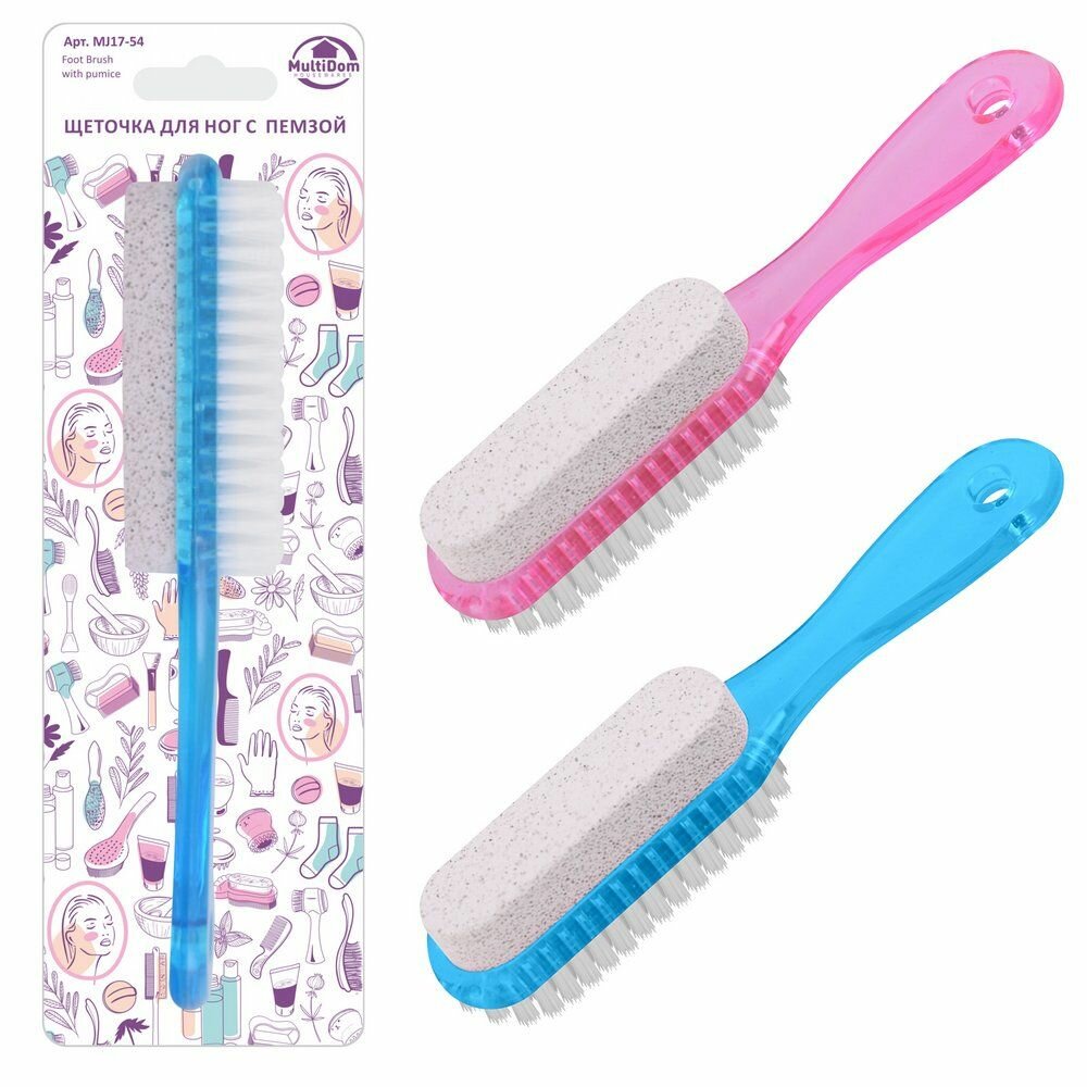 Щеточка для ног Мультидом С пемзой, пластик, полипропилен