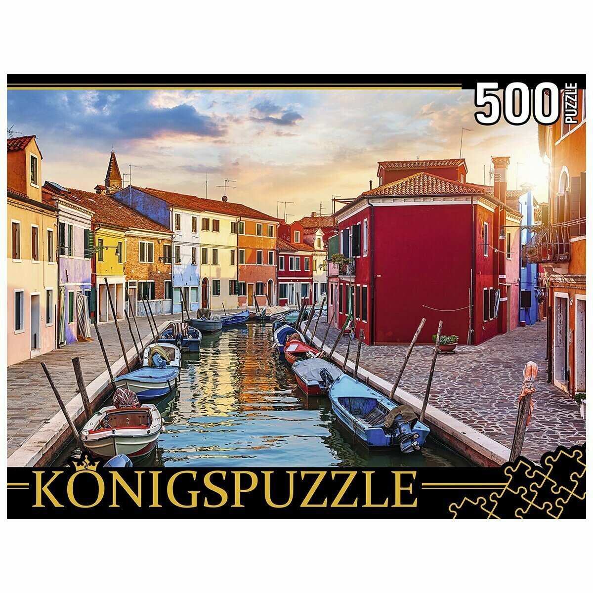 Пазлы Рыжий кот Konigspuzzle, 500 деталей, "Венеция, Остров Бурано"