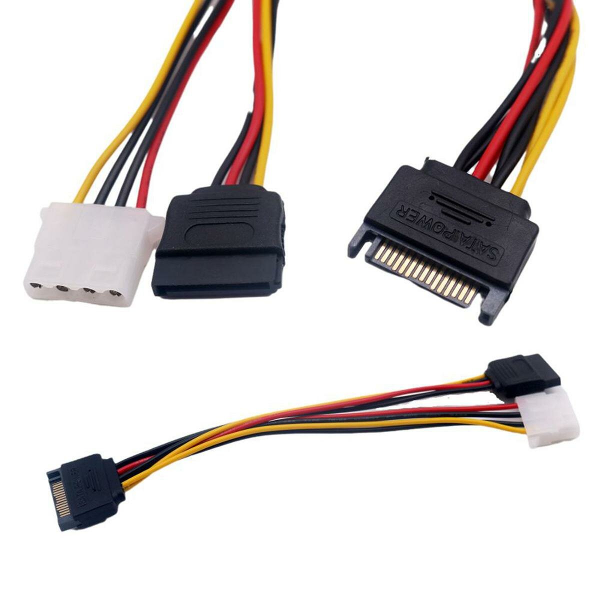 1 шт. 15-контактный разъем SATA Male на 4-контактный разъем IDE Female + 15-контактный разъем SATA Female Y-разветвитель