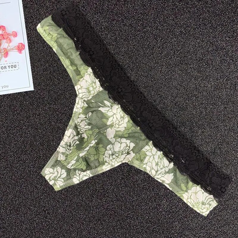 Мужские стринги из нейлона Floral Mesh L, Зеленый, Green