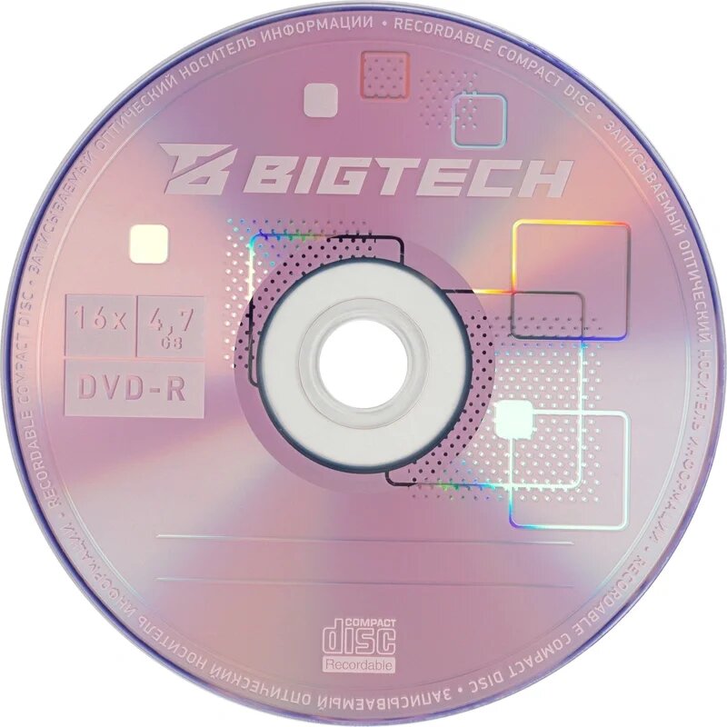 Диск DVD-R BigTech 4.7 ГБ 16x slim YDVDRB006, 1953110