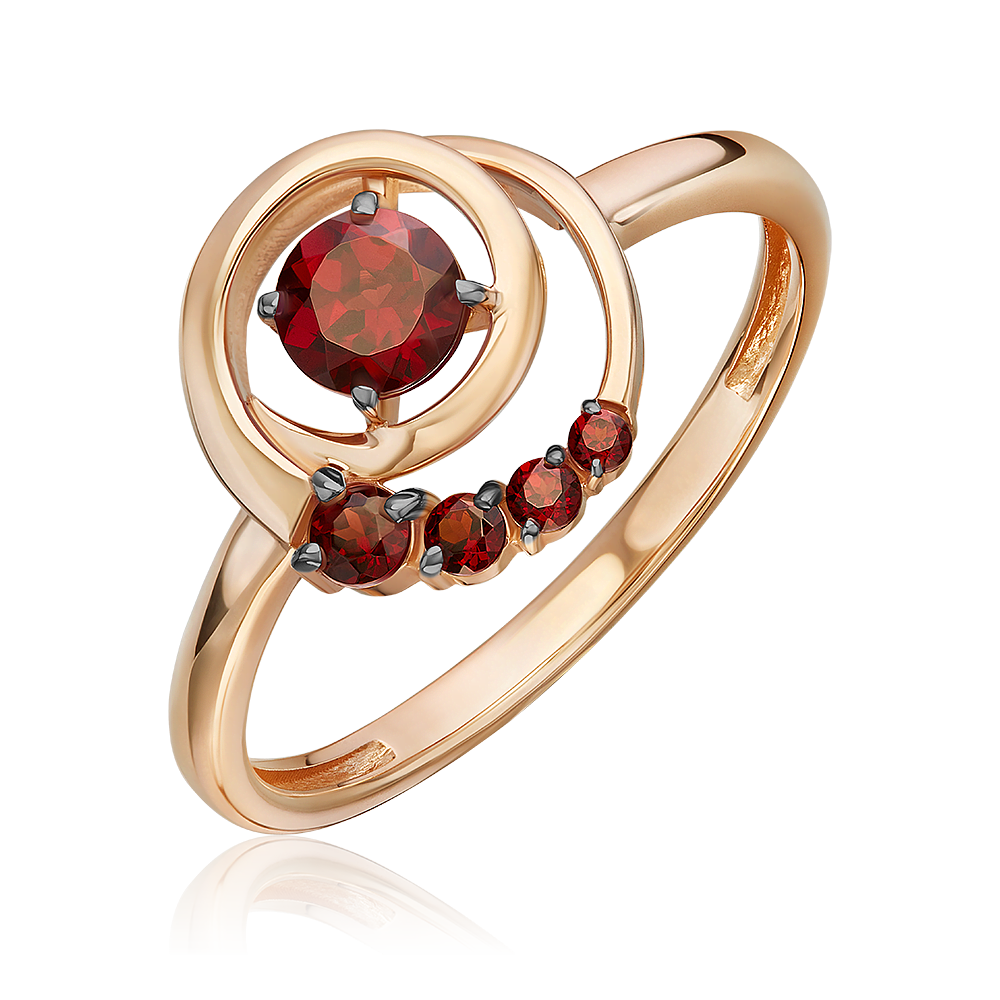 Кольцо, красное золото, 585 проба, гранат