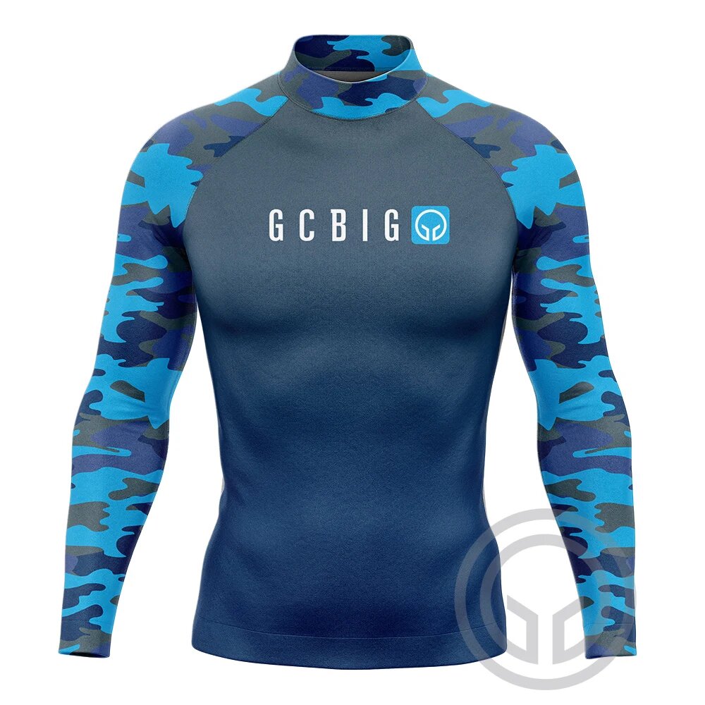 Одежда для серфинга мужская с длинным рукавом, облегающая футболка для плавания с УФ-защитой, комплект спортивной одежды, защитная одежда для сыпи, костюм для серфинга и дайвинга, лето Синий, XXС, 2
