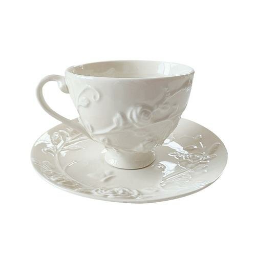 Европейский ретро - креативный рельеф керамические кофейные чашки наборы белые домашние чашки и кастрюли набор можно использовать повторно Tazas кухонные принадлежности BD50