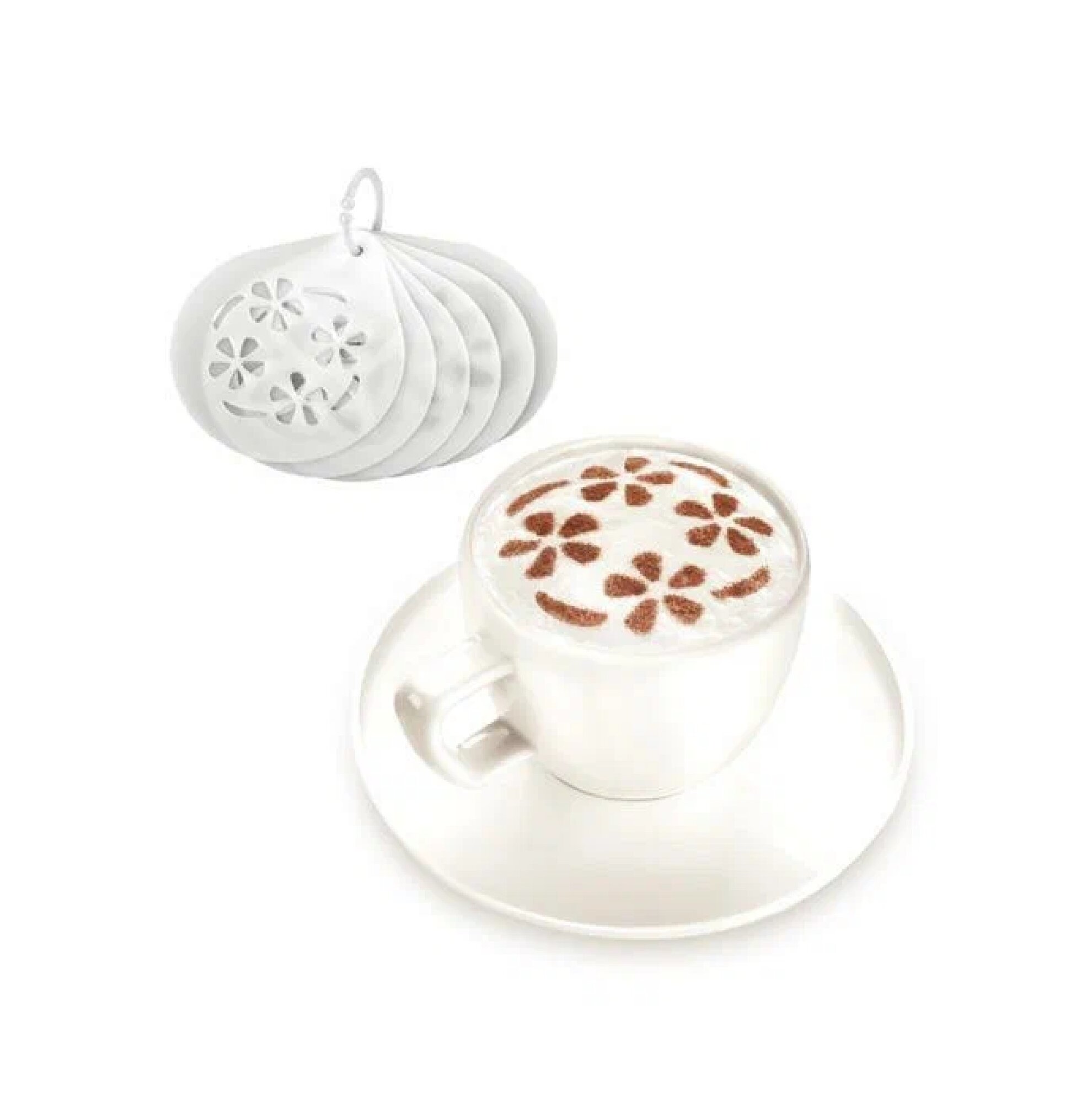 Трафареты Tescoma "myDRINK" 308850, пластик, для капучино, белые, диаметр 10см, 6шт.