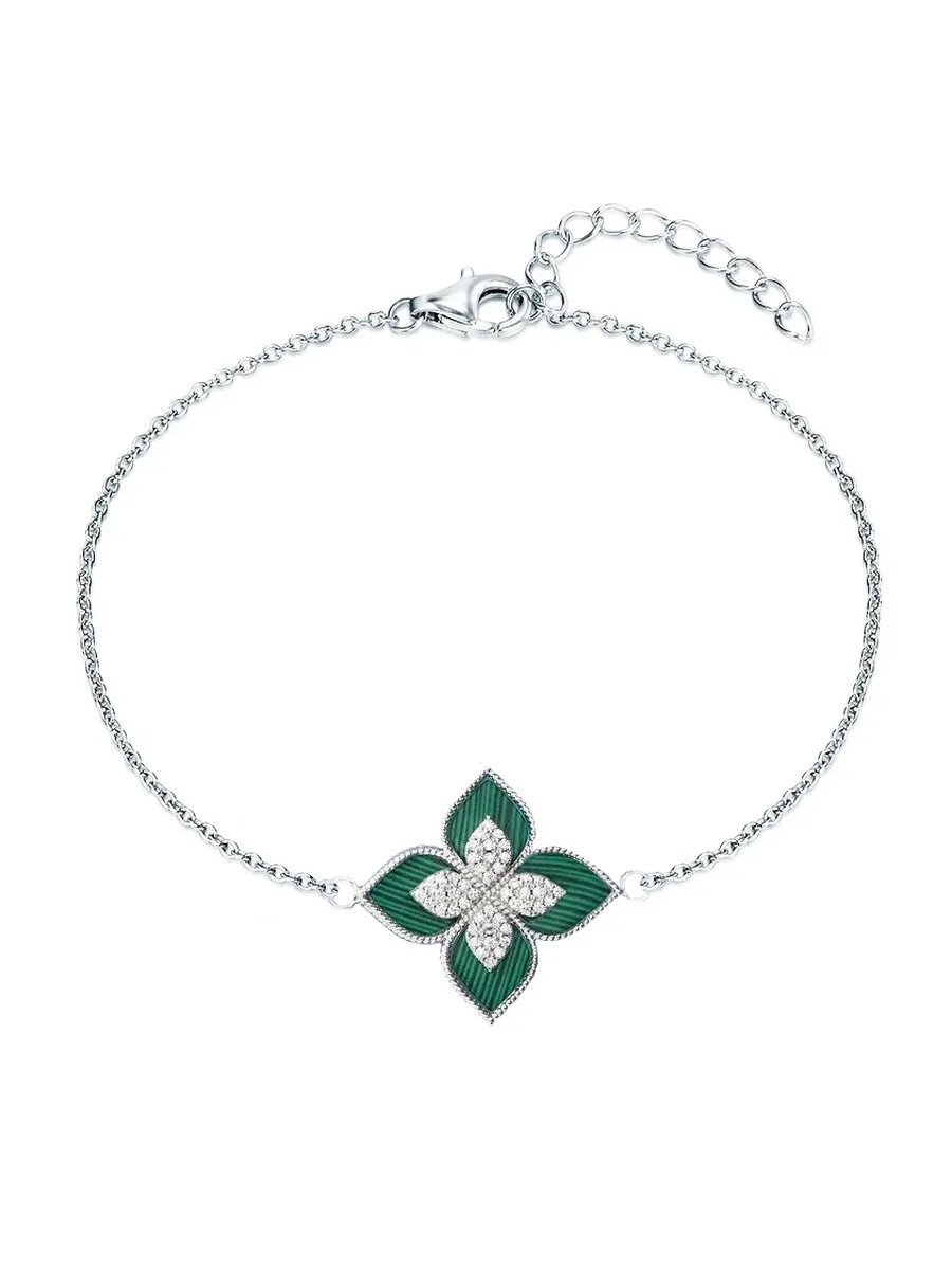 Браслет-цепочка, малахит синтетический