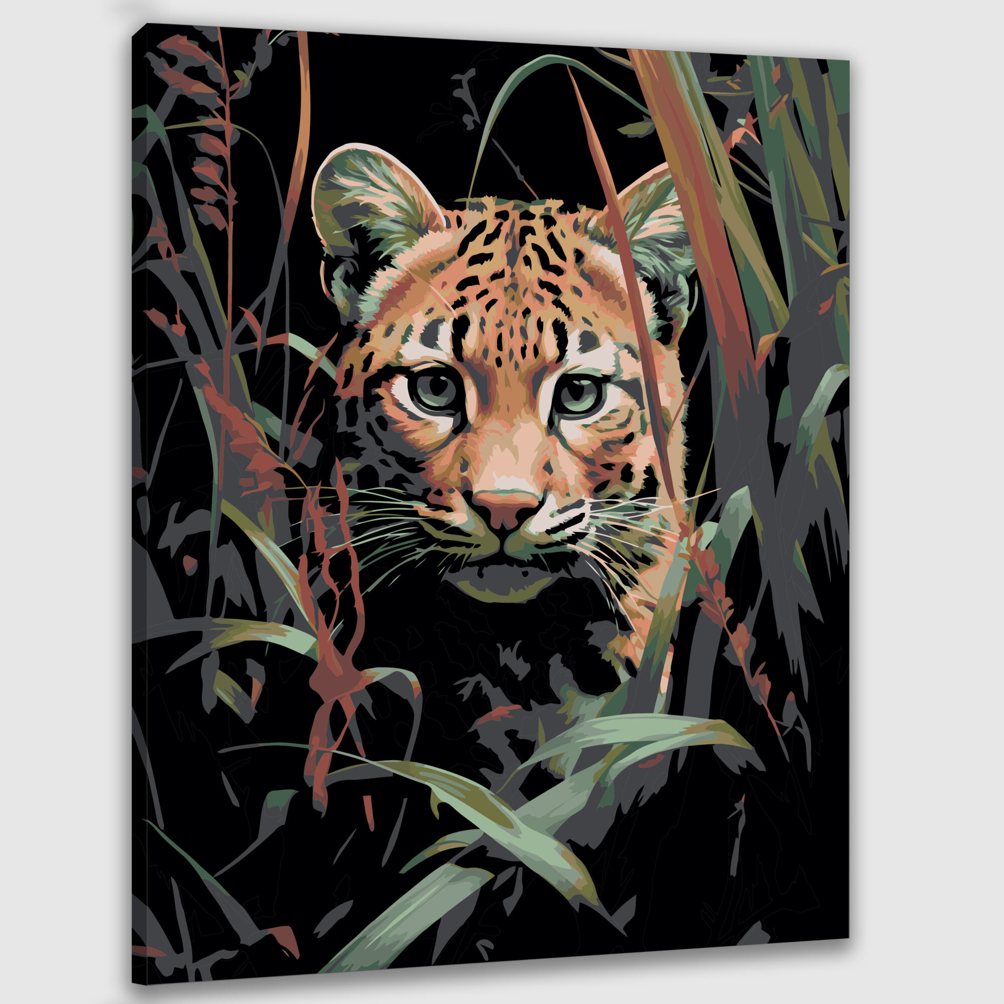 Картина по номерам 40x50 см, хищник, глаза, угроза, любопытство, окружающий ландшафт, естественная среда обитан