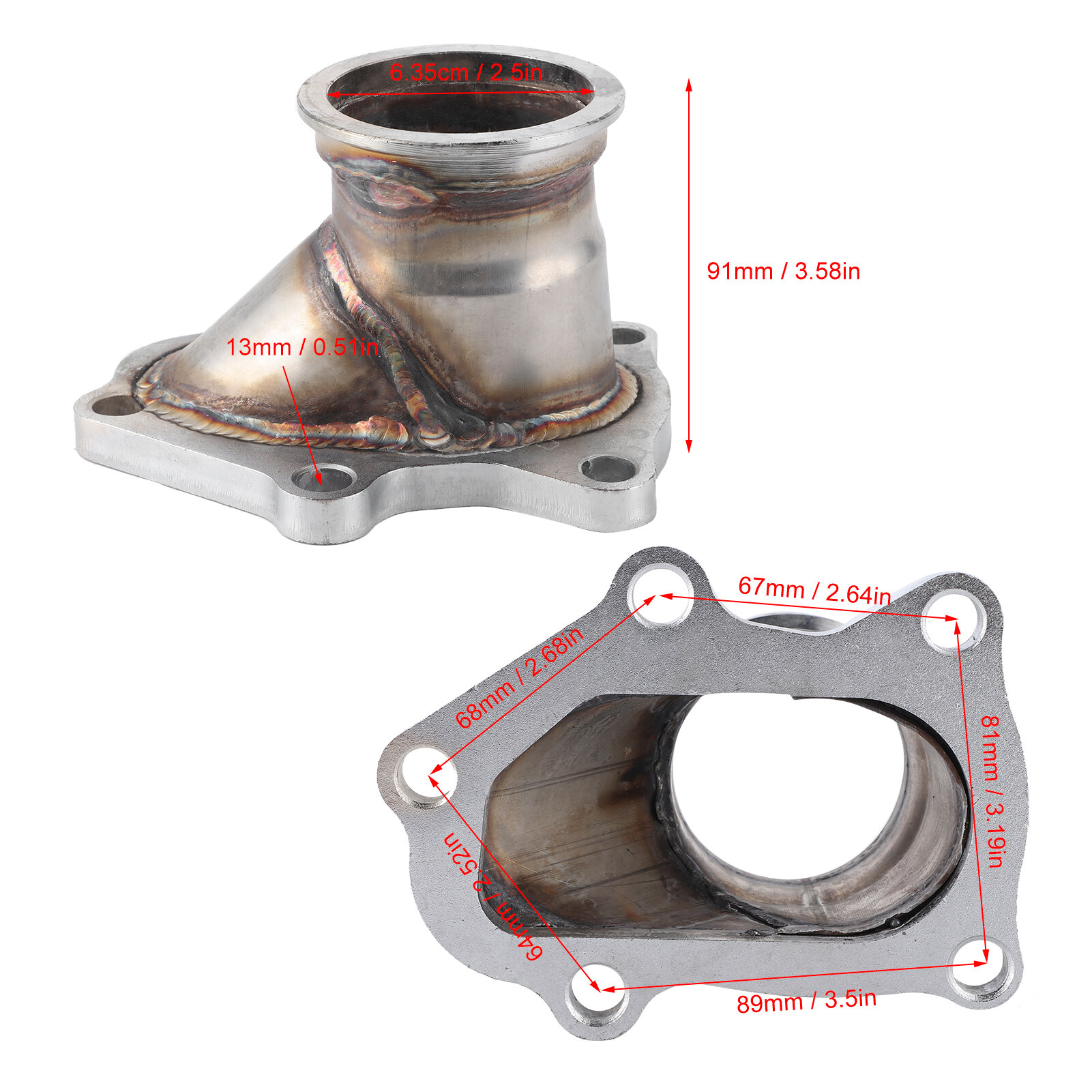 V-образный переходник для фланца даунпайпа Turbo с 5 болтами, подходит для моделей Subaru Forester XT 2004–2008 гг.