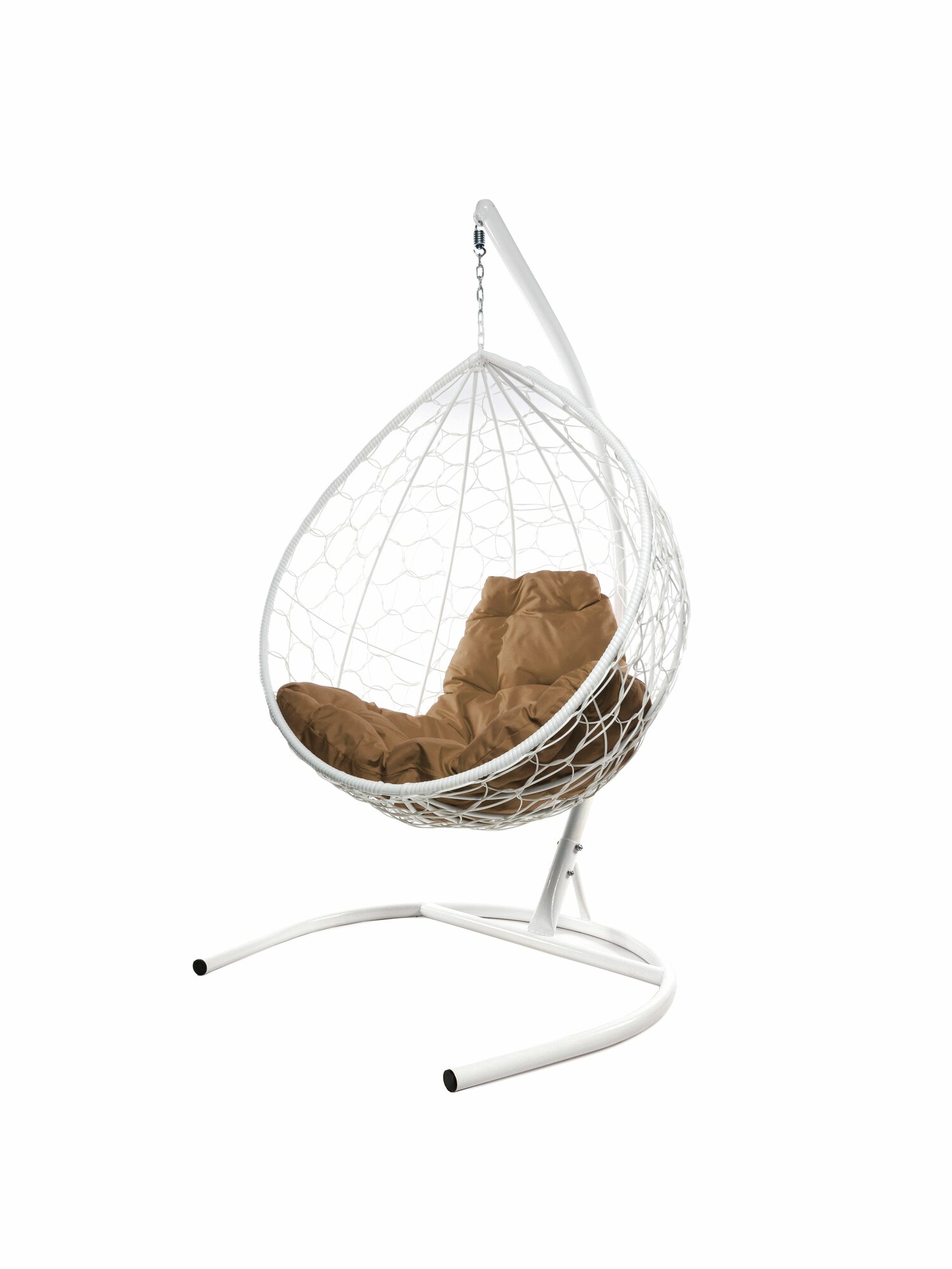 Подвесное кресло "Капля" белое с бежевой подушкой