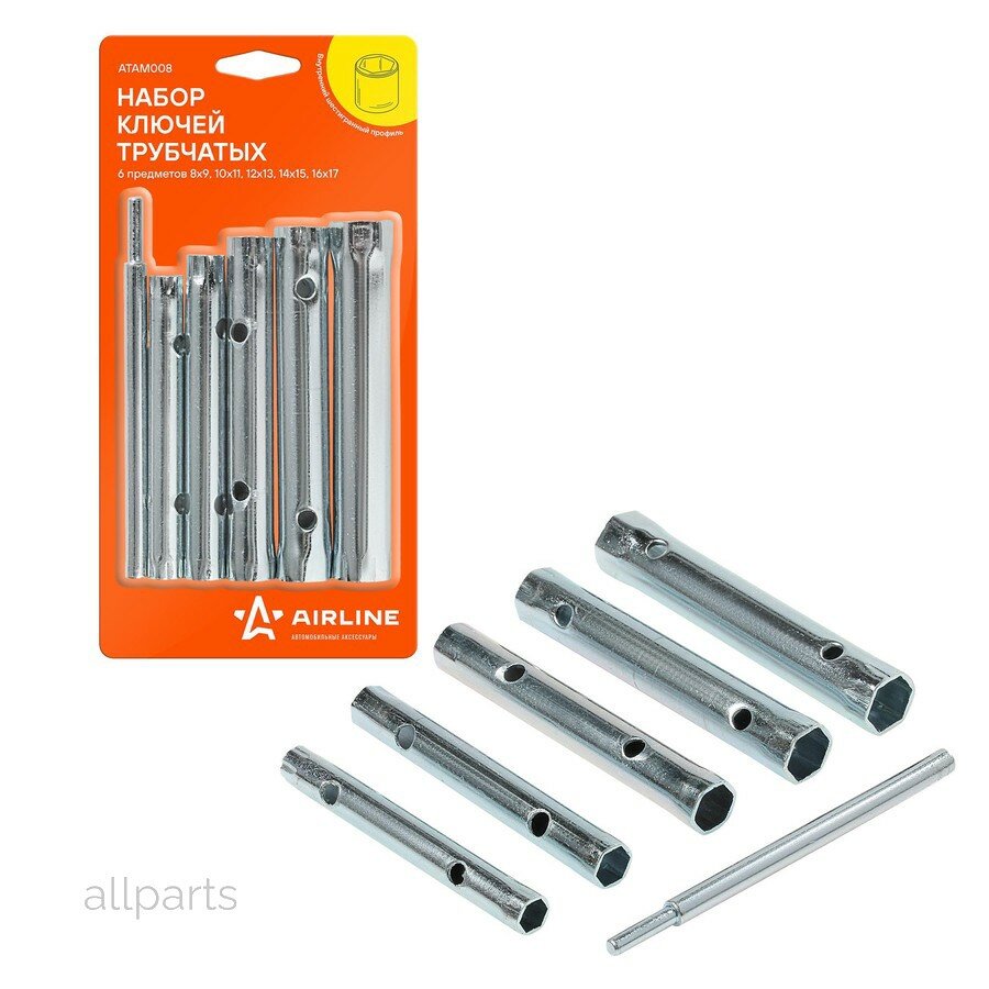 AIRLINE ATAM008 Набор ключей трубчатых 6 предм. (8х9, 10х11, 12х13, 14х15, 16х17мм) блистер