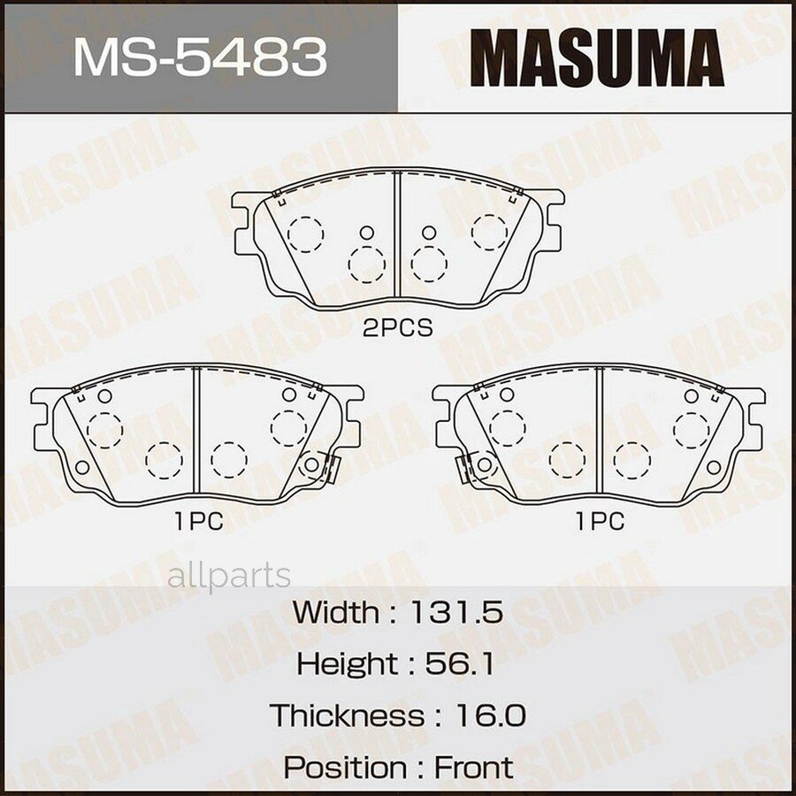 MASUMA MS-5483 колодки дисковые перед!\ Mazda 6 GG/GG1 1.8i/2.0Di 02>