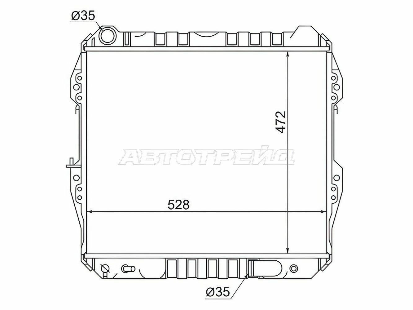 Радиатор охлаждения двигателя для Тойота Хайлюкс арт ST100032 SAT