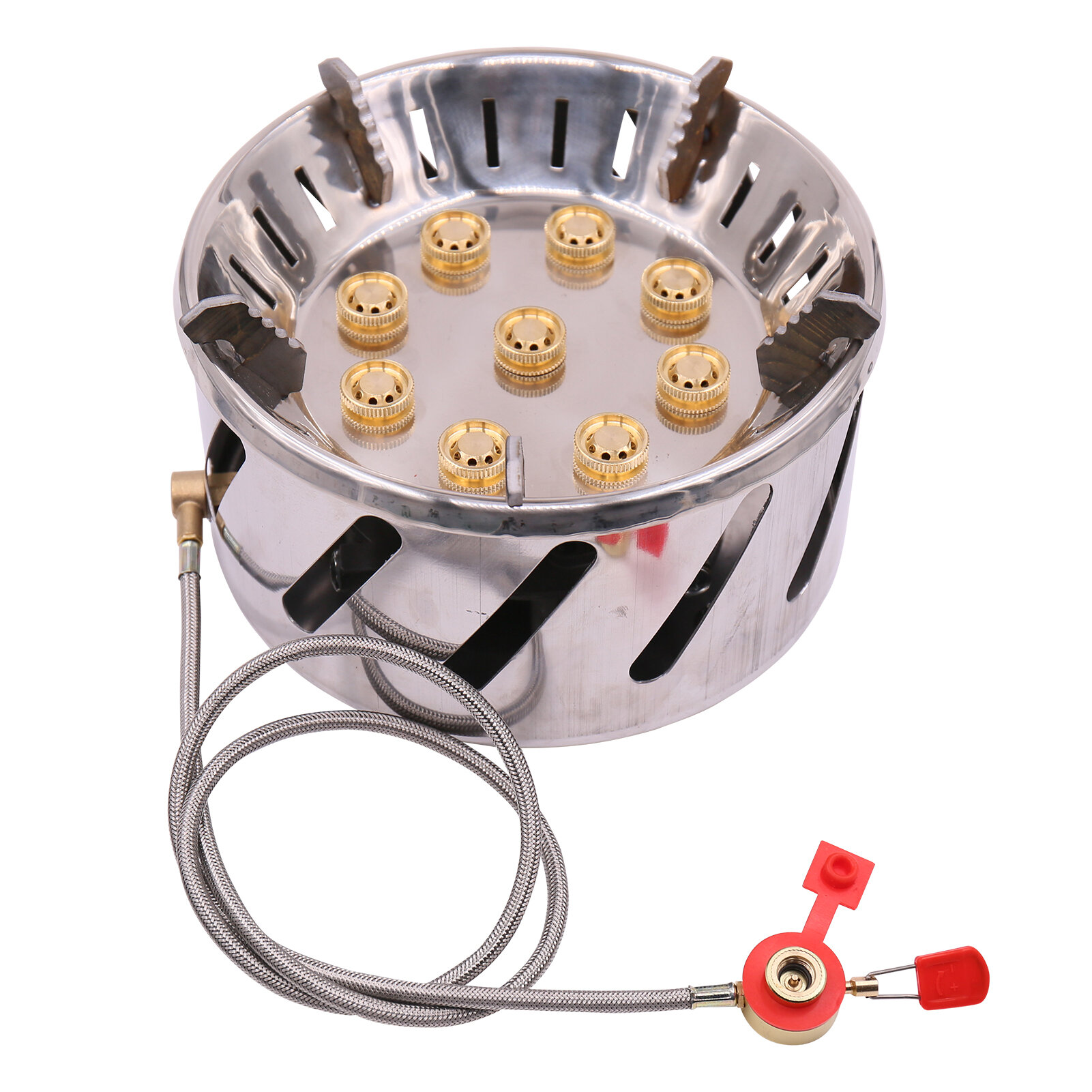 Stainless Steel 9-head Camping Stove Outdoor Picnic Tour Portable 9 Holes