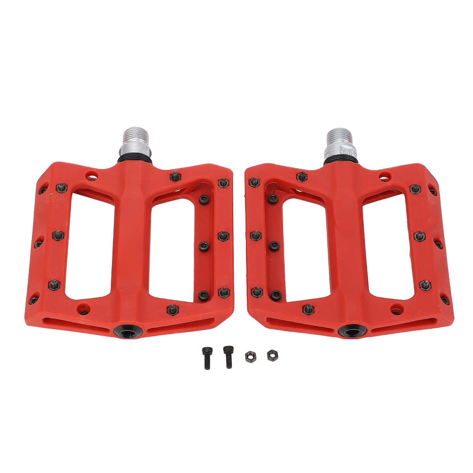 2 шт. велосипедные педали с двусторонними противоскользящими шипами, легкие нейлоновые, с высокоскоростными подшипниками, комплект педалей красного цвета.