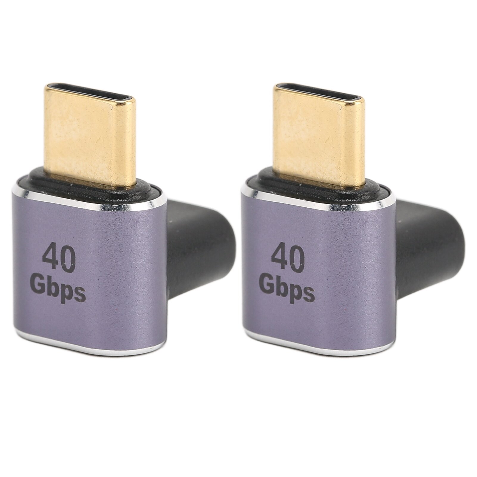 2 шт. USB-C адаптер "папа" - "мама" с угловым разъемом 90 градусов, поддержкой быстрой зарядки PD 100 Вт, передачей данных 40 Гбит/с, разрешением 8K 60 Гц, разъемом Type-C.