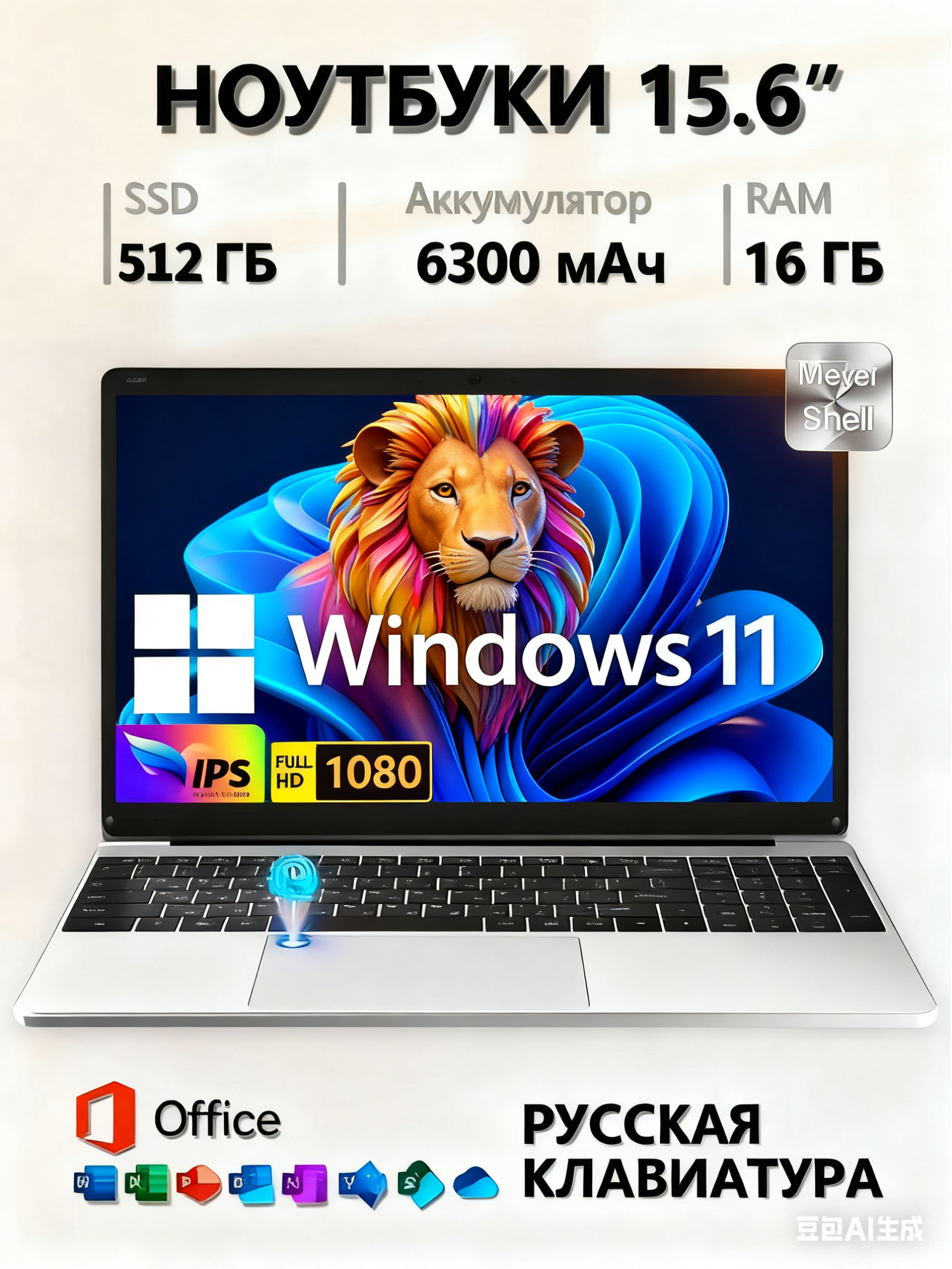 Ноутбук для работы и учебы 15.6" 1920x1080 IPS Intel Celeron N5095 16GB RAM SSD 512GB Windows 11