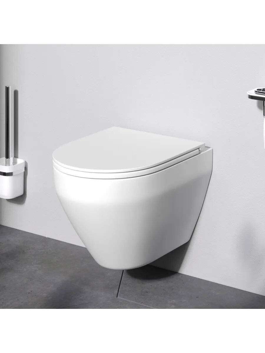 Унитаз подвесной безободковый AM.PM Mind, с сиденьем, цвет белый