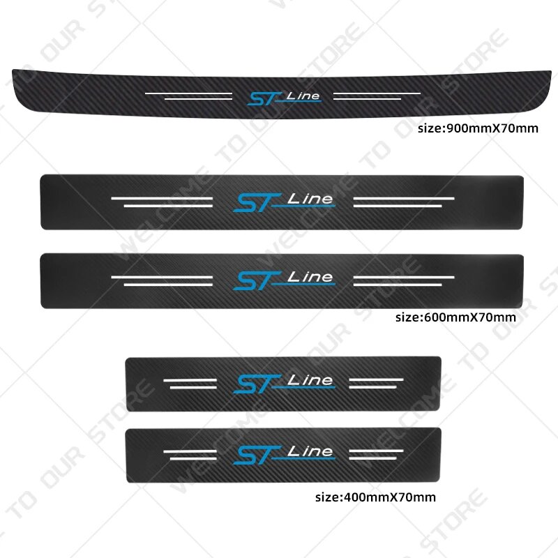 5 шт./компл, эмблема с логотипом ST Line, углеродное волокно, наклейка на порог автомобиля, наклейка для Ford Mondeo Explorer Fiesta Focus Puma, аксессуары