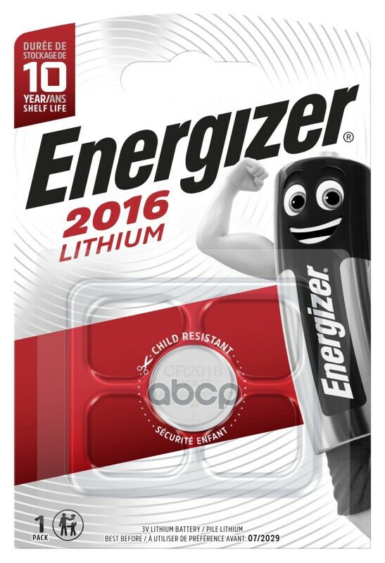 Батарейка литиевая Energizer Lithium CR2016 3V (1 шт) E301021802 Energizer арт. ENR-083002