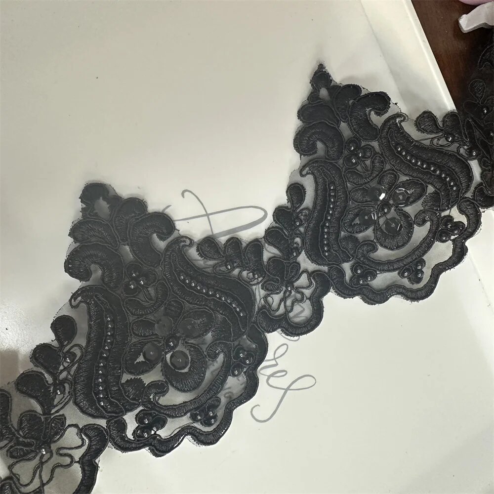Бисерное кружево с блестками ywleiao для пошива женских платьев Черный, black C