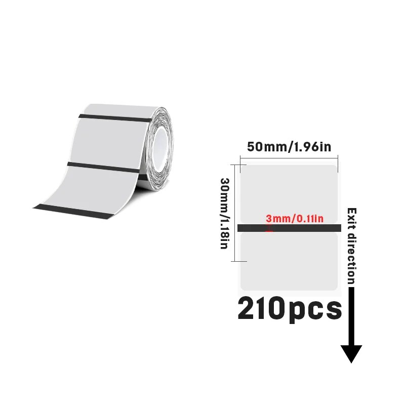 Термоэтикетки 50x30mm, 210 шт.