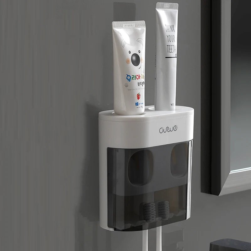 Настенный диспенсер для зубной пасты, автоматический пыленепроницаемый держатель для зубной щетки, аксессуары, набор инструментов для выдавливания, Белый