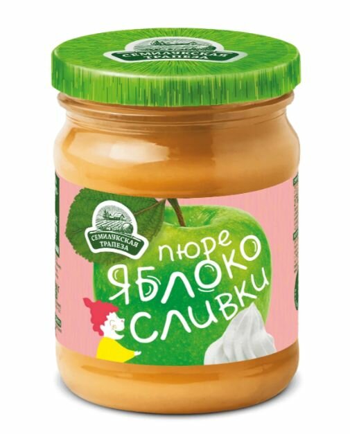 Семилукская трапеза Пюре фруктовое с сахаром Яблочное со сливками 260 г.