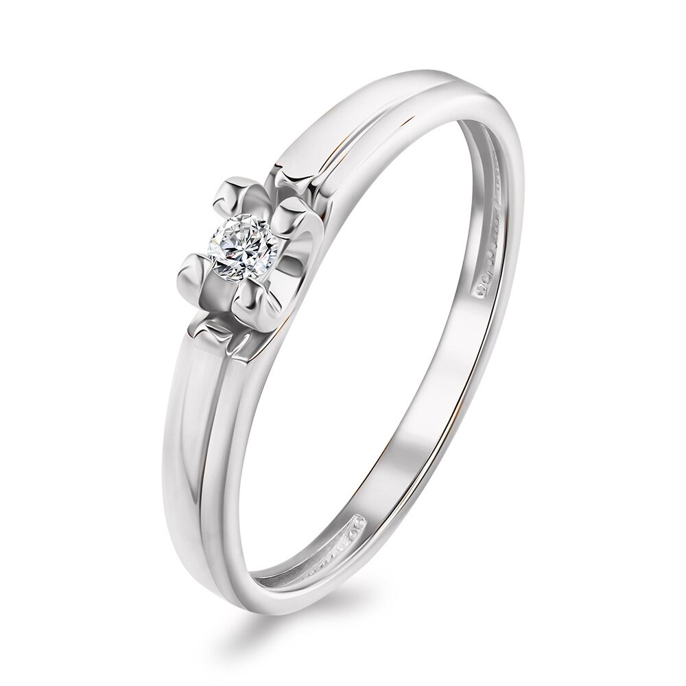 Кольцо, белое золото, 585 проба, родирование, бриллиант