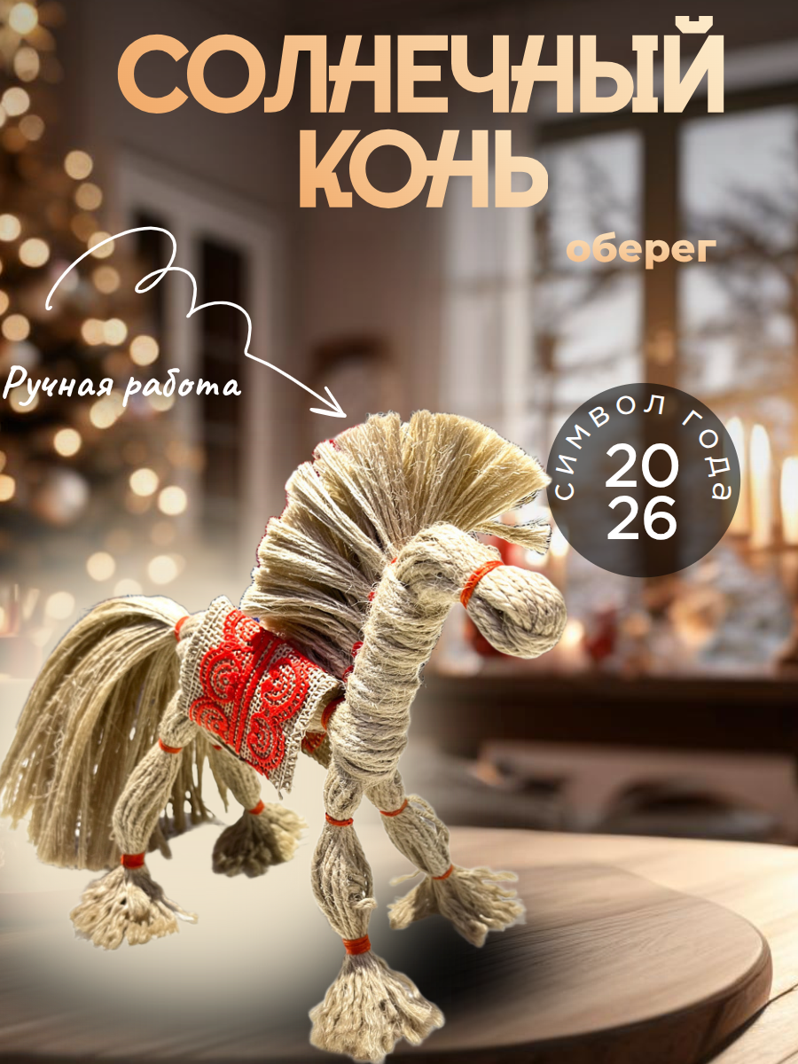 Новогодняя игрушка DREAM GROVE "Конь", символ удачи, 20 см, подарочная упаковка