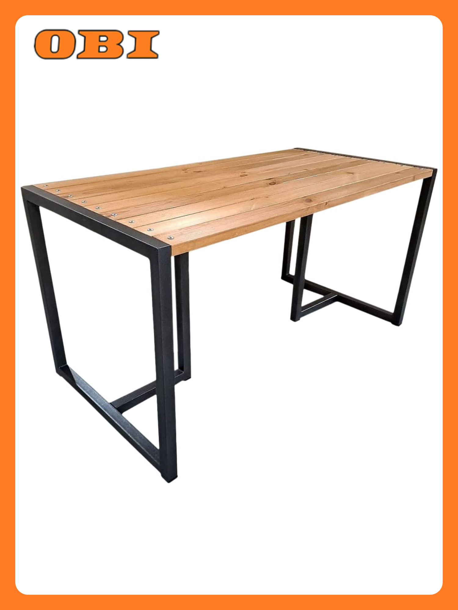 Стол садовый "Лофт", металл, дерево, прямоугольный, 150 см x 70 см x 75 см