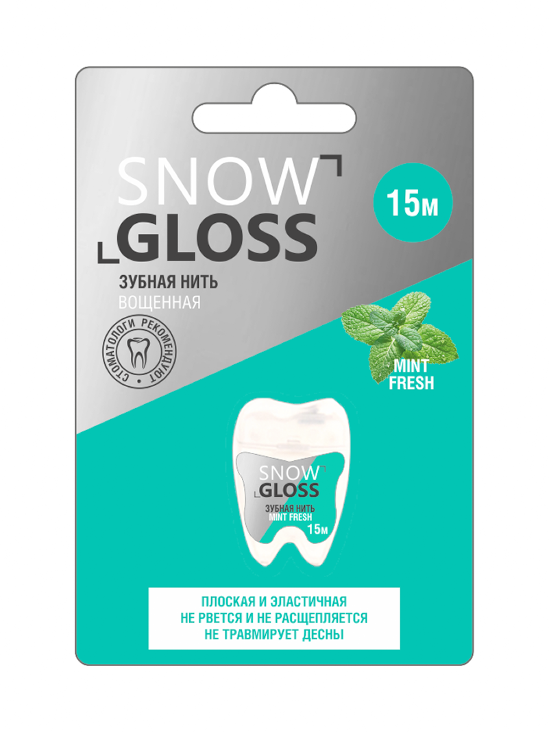 Зубная нить SnowGloss Mint Fresh, 15м