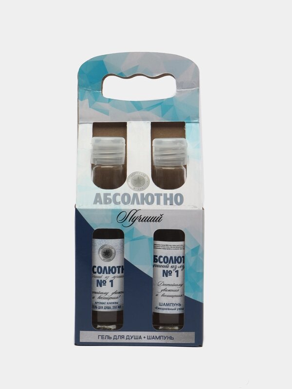 Набор "Абсолютно лучший", гель для душа и шампунь для волос во флаконах водка, 2х250 мл