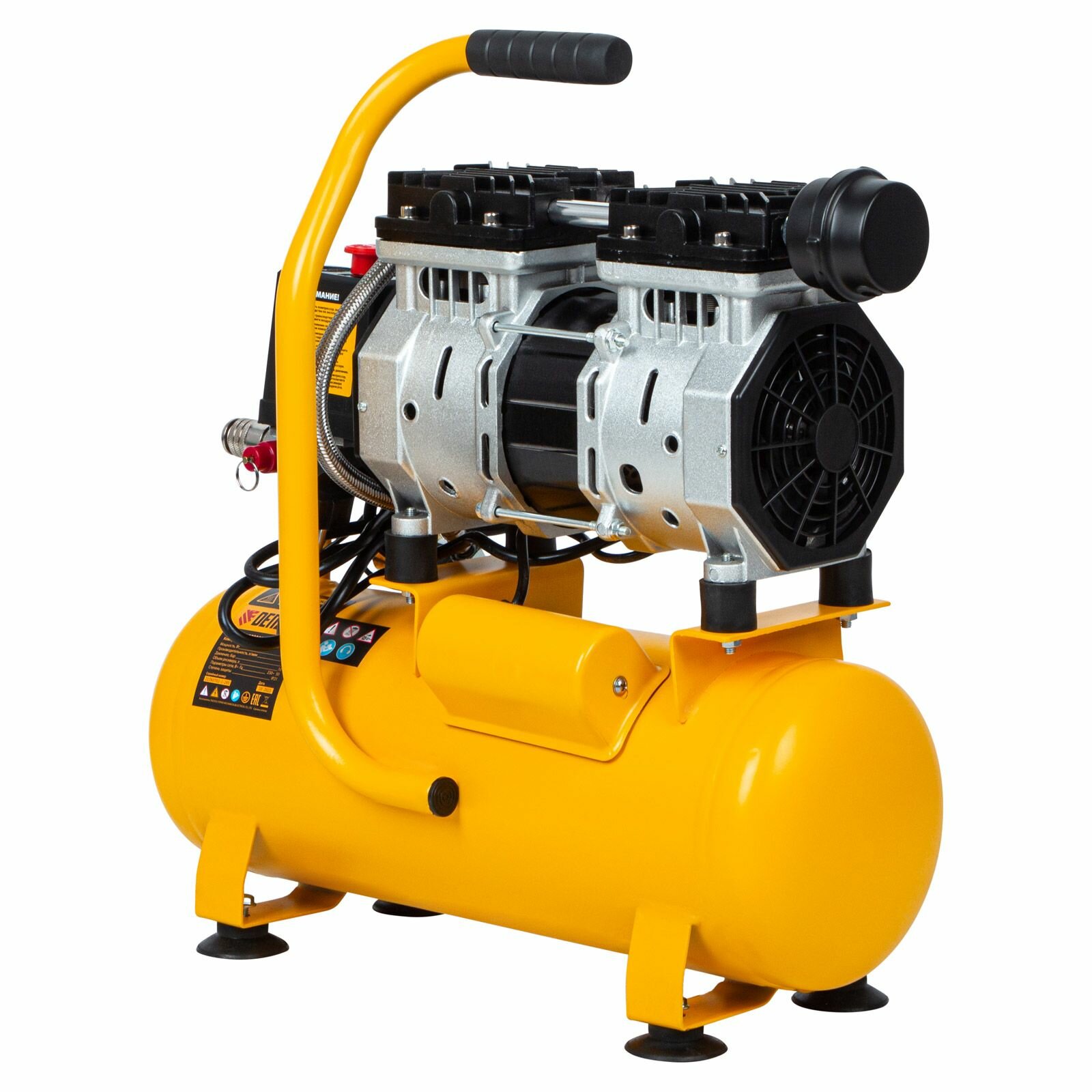 Компрессор DLS650/10 безмаслянный малошумный 650 Вт, 120 л/мин, ресивер 10 л Denzel, 58021