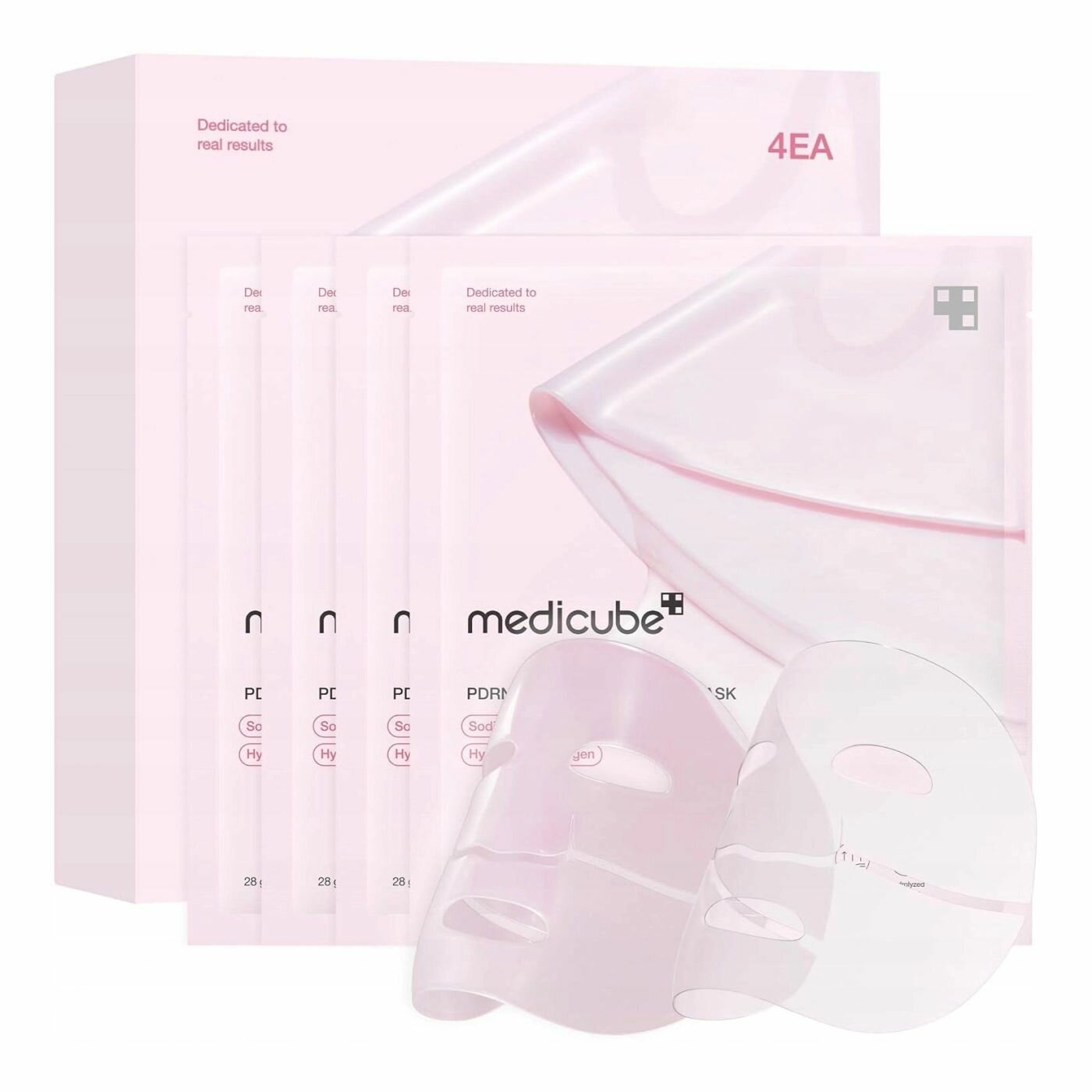 Medicube Набор из 4 коллагеновых гелевых масок для лица розового цвета PDRN Pink Collagen Gel Mask 112 мл