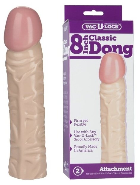 Vac-U-Lock 8" Classic Dong — классическая телесная насадка, 20.3×4.1