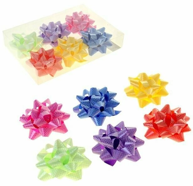 Бант-звезда 10,2 (набор 6 ШТ) горох, цвета ассорти