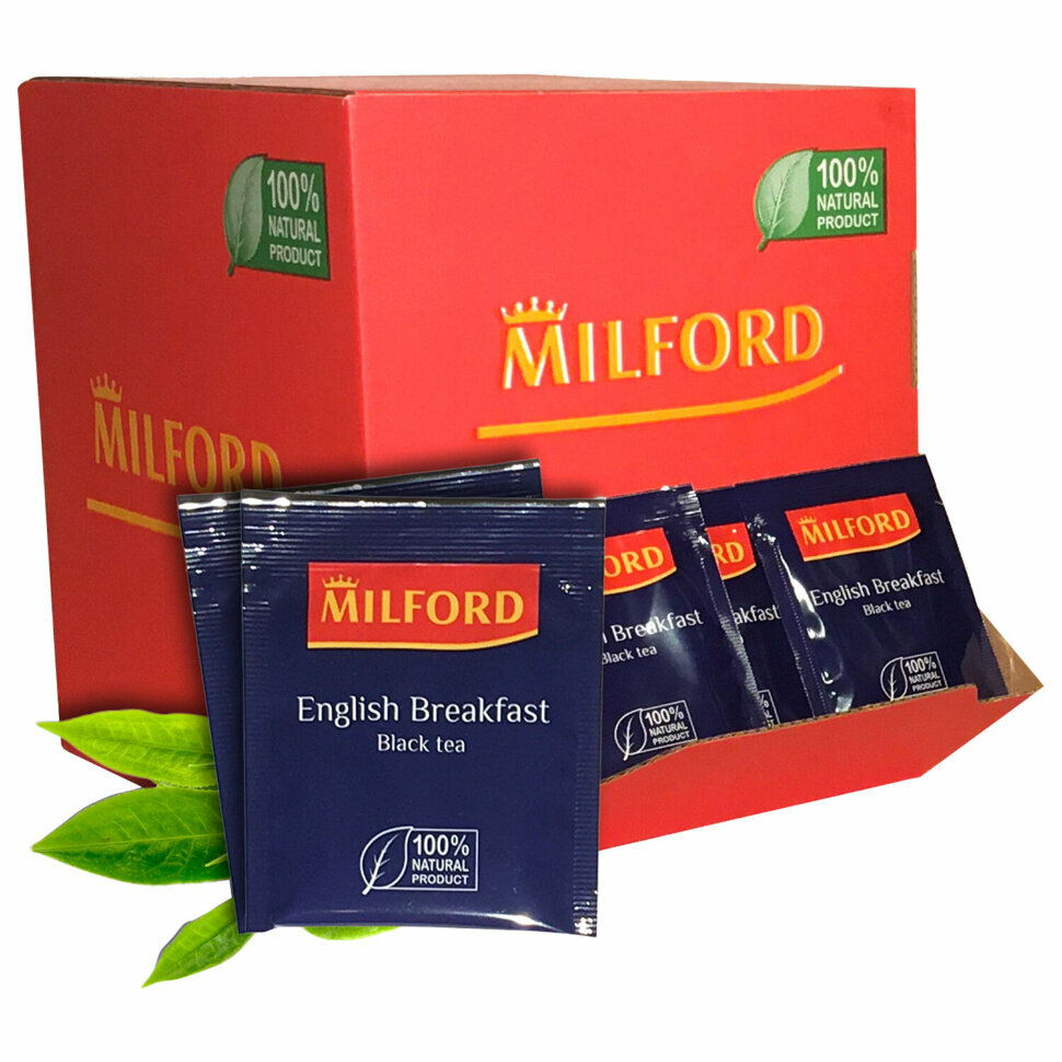 Чай MILFORD "English Breakfast" черный, 200 пакетиков в конвертах по 1,75 г, 6990 РК, 622126