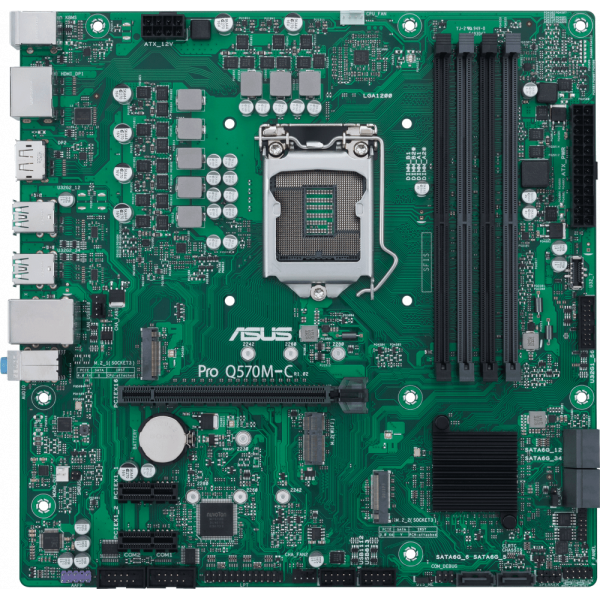 Материнская плата ASUS Pro Q570M-C/CSM, LGA1200, Intel Q570, 4xDDR4, 6xSATA, 2xM.2, 1xPCIe 4.0/3.0 x16, 2xPCIe 3.0 x1, 2xDisplayPort, 1xHDMI, 1x 1Gb L
