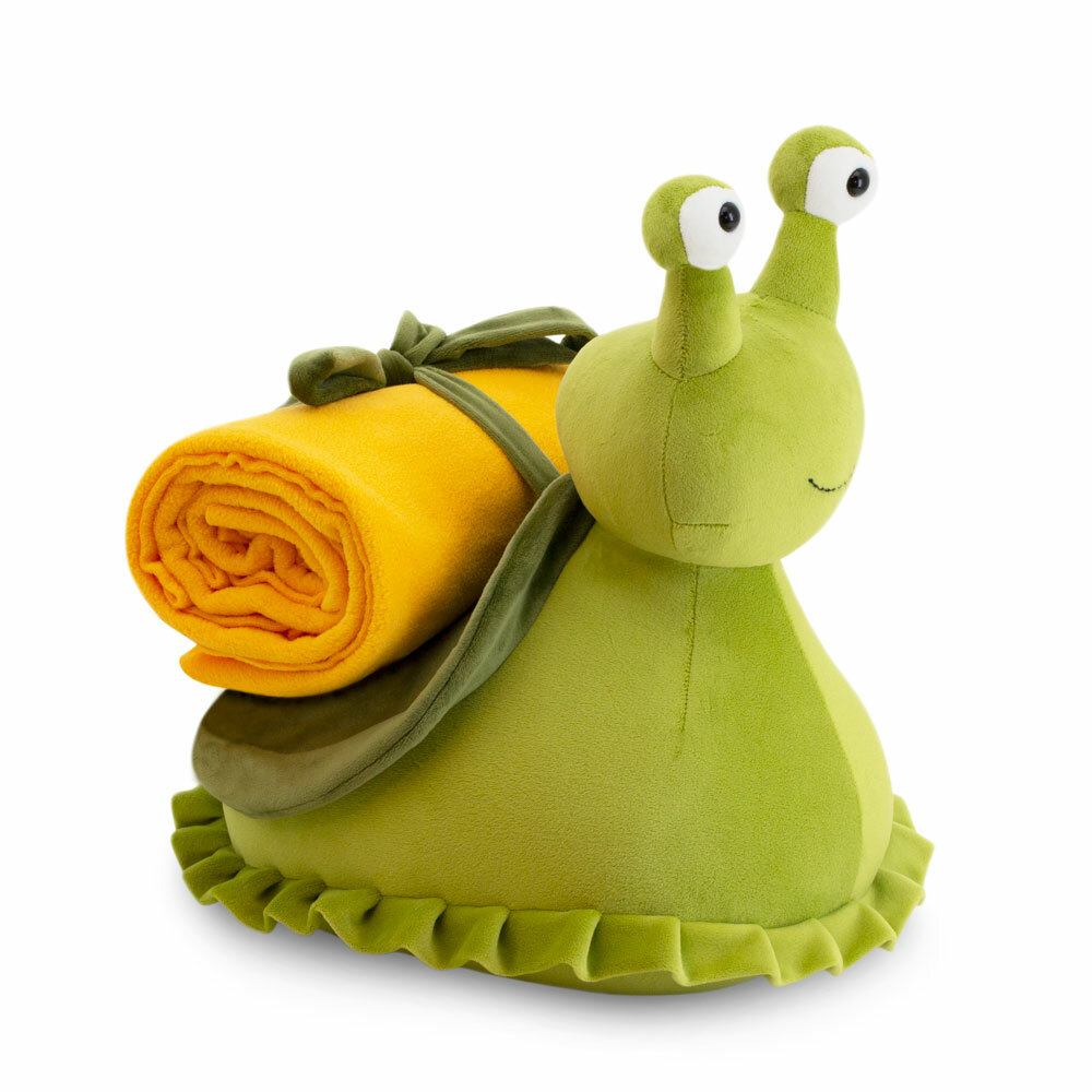 Мягкая игрушка Orange Toys "Улитка", зелёная, с пледом, 30 см — фото 1