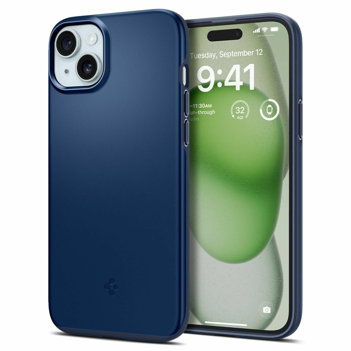 Чехол Spigen на Apple iPhone 15 Plus (ACS06640) Thin Fit / Спиген чехол для Айфон 15 Плюс тонкий, противоударный, с защитой камеры, синий