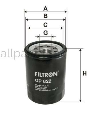 FILTRON OP622 фильтр масляный!\ Mazda 626 2.0D 87-97, Isuzu Trooper 2.8TD 88-91