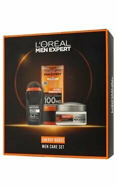 L'OREAL PARIS Men Expert мужской набор Energy Boost (гель для душа 300 мл, шариковый антиперсперант 50 мл, крем увлажняющий 50 мл), Франция