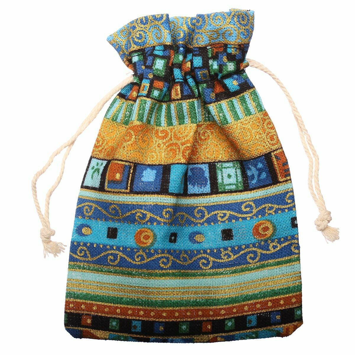 Мешочек холщовый, 13х10см, Этника, в зелено-голубых тонах, 2 шт.